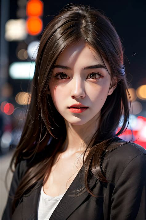 1girl Tokyo Street Night Cityscape City Lights SeaArt AI