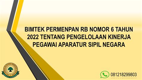 Bimtek Permenpan Rb Nomor Tahun Tentang Pengelolaan Kinerja