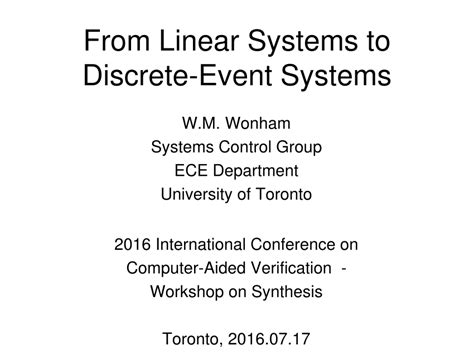 pdf from linear systems to discrete event systems invited talk at the fifth workshop on synthesis