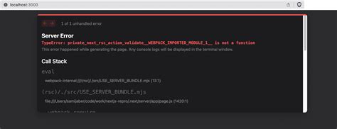 nextjs crashes when importing an action from a use server file with typeerror private next