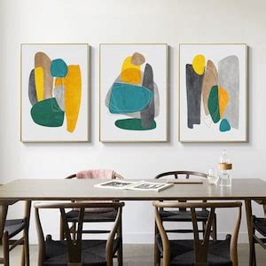Pieces Wall Art Abstract Geometric Art Yxpainting Emerald Green