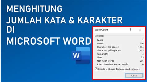 Cara Menghitung Jumlah Kata Di Microsoft Word Tutorial Word Bahasa