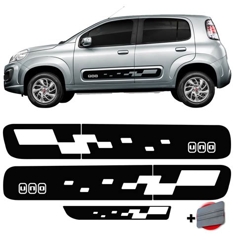 Kit Adesivos Faixa Lateral Novo Uno Vivace Evo Retangulo Ferkautoparts