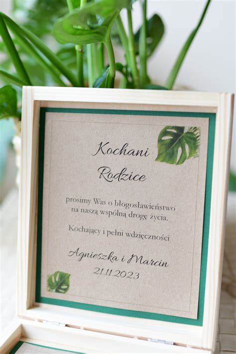 botaniczne zaproszenia dla rodziców pary młodej z prośbą o błogosławieństwo