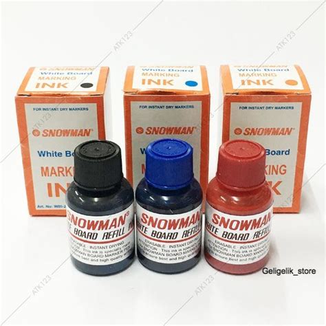 Jual REFILL INK TINTA ISI ULANG SPIDOL WHITEBOARD SNOWMAN 1 Botol