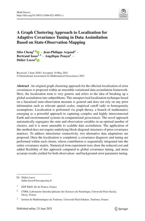 pdf a graph clustering approach to localization for adaptive covariance tuning in data