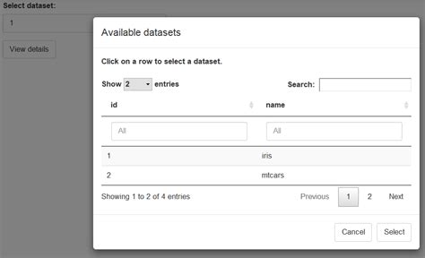 r shiny pre selecting the row and page of a datatable inside a modaldialog stack overflow