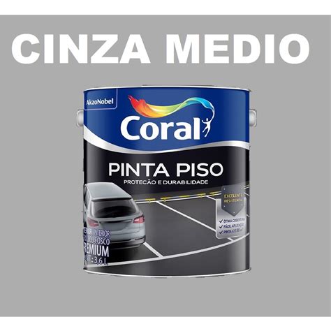 Tinta Pinta Piso Fosco Cinza Médio 3 6 Litros Coral Shopee Brasil
