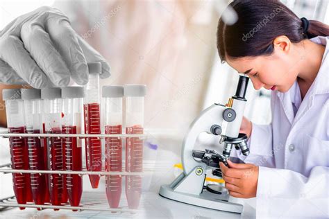 Asistente T Cnico De Laboratorio Analizando Una Muestra De Sangre En Un