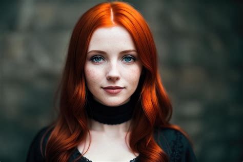 Premium AI Image A Woman With Red Hair And Blue Eyes