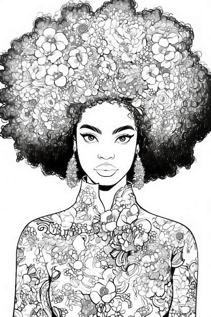 Um Desenho Em Preto E Branco De Uma Mulher Uma Grande IA Generativa