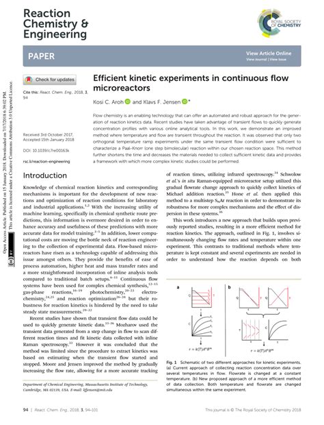 pdf efficient kinetic experiments in continuous flow microreactors