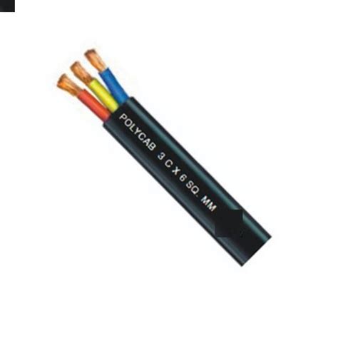 Polycab 6 Sqmm 3 Core PVC Insulated Flat Submersible Cable 100 Mtr