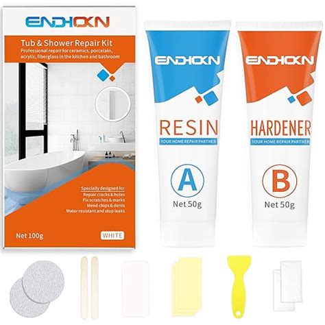 Kit de réparation de baignoire blanc émail Endhokn émail porcelaine