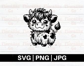 Cute Baby Highland Cow Svg Png Digital File Highland Cow Svg Cow Svg
