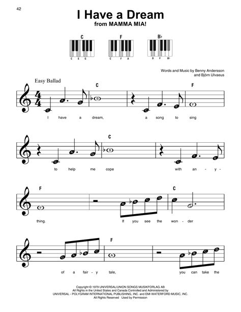 I Have A Dream By ABBA Sheet Music For Super Easy Piano At Sheet Music