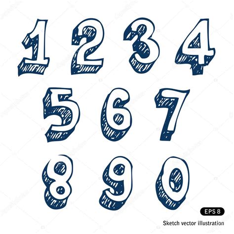 Hand Drawn Numbers Stock Vector Multirealism 11358152