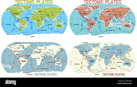 Tectonic Plates World Map Collection Illustration Stock Vector Image