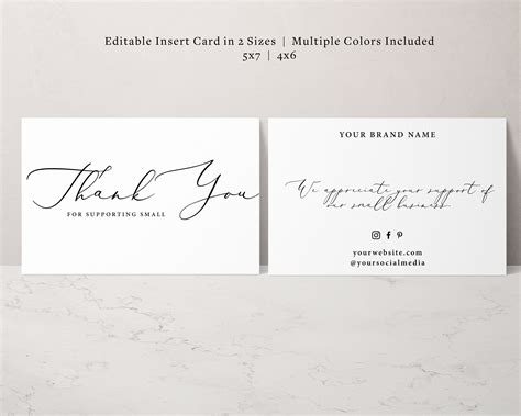 Editable Thank You Template DIY Order Thank You Cards Printable