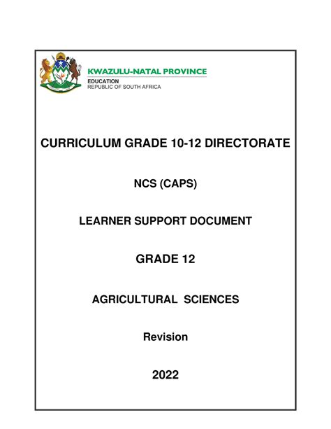 AGRS Grade 12 2022 Learner Revision Document CURRICULUM GRADE 10 12