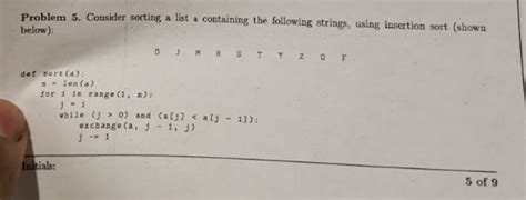 solved problem 5 consider sorting a list containing the