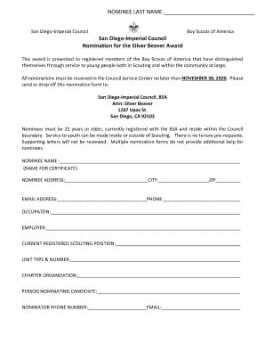 Fillable Online NOMINATION FORM IS FORM FILLABLE FILL OUT AND MAKE