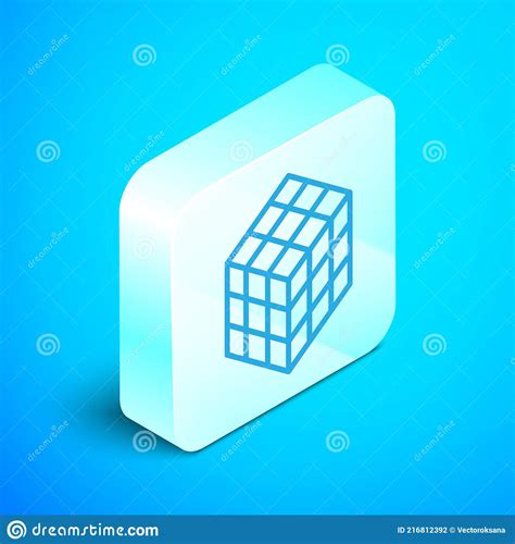 Isometric Line Rubik Cube Icon Isolated On Blue Background Mechanical