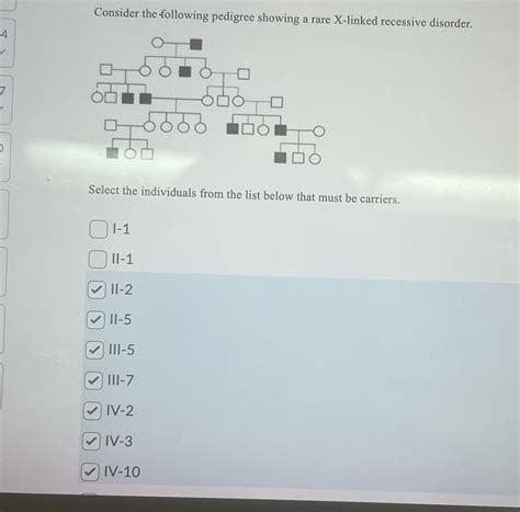 Solved Consider The Following Pedigree Showing A Rare X Linked
