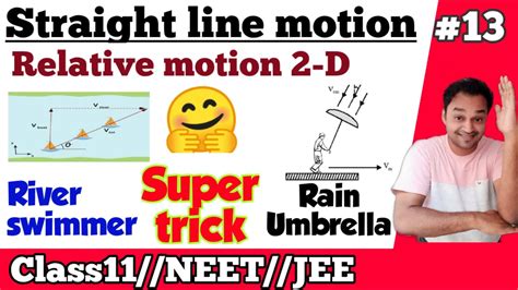 physics class 11 relative motion in 2 d river swimmer rain umbrella problem explained by ss