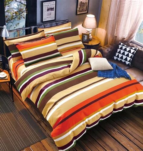Dekbedovertrek Lits Jumeaux 240 X 220cm Micropercal Orange Lines Bol