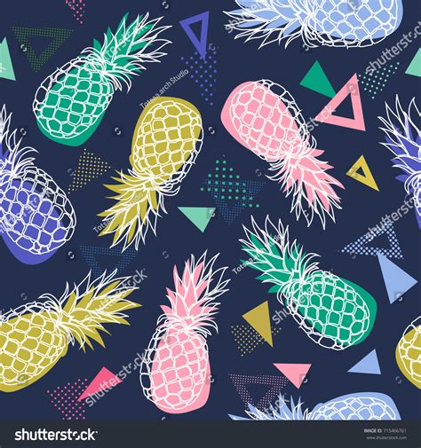 Vector Seamless Pattern Hand Drawn Pineapple Stock Vector Royalty Free