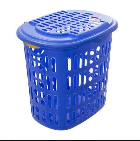 Keranjang Baju Kotor Plastik Tutup Loandry Basket Tempat Baju Pakaian