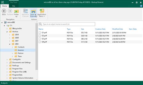 Working With Microsoft Windows File Explorer Veeam Agent For
