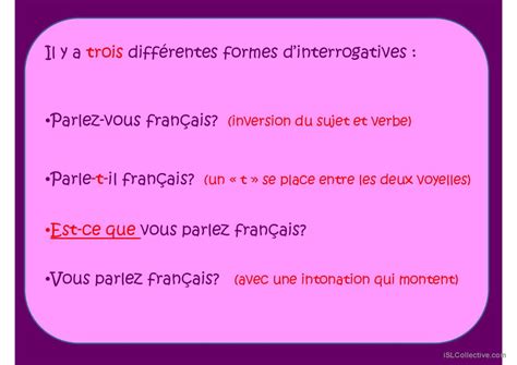 La forme interrogative Français FLE powerpoints