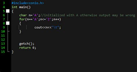 a program that display alphabets from a to z using for loop c programmer