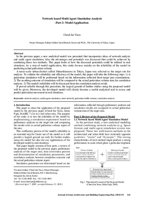 pdf network based multi agent simulation analysis part 2 model application cheol jae yoon