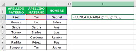 LA FUNCIÓN CONCATENAR EN EXCEL EXCELFULL