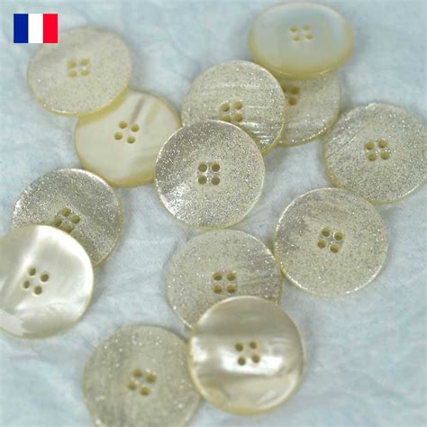 27mm Boutons Ronds Quatre Trous En Galalithe Paillette Argent