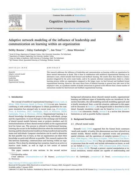 pdf adaptive network modeling of the influence of leadership and communication on learning