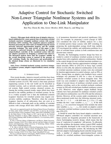 pdf adaptive control for stochastic switched non lower triangular nonlinear systems and its
