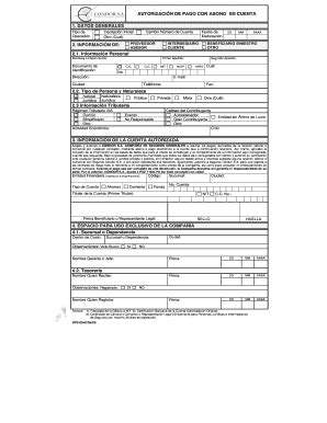 Fillable Online Autorizacin De Pago Con Abono En Cuenta Datos