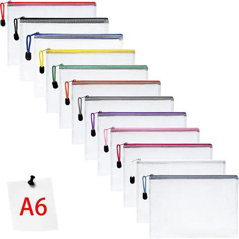 Vicloon Dokumententasche mit Reißverschluss A6 12 pcs Mesh Plastic Zip