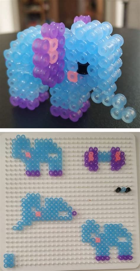 Two Pictures One Is Made Out Of Legos And The Other Has Plastic Beads On It