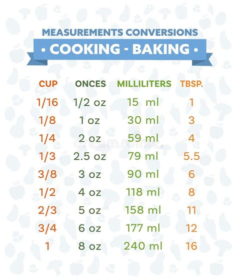 Infographic Unit Of Measurement Chart Conversion Table Vector Stock