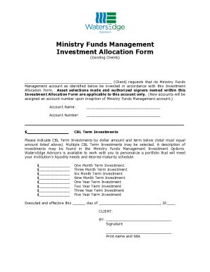Fillable Online WatersEdge MFM Term Investment Allocation Form For