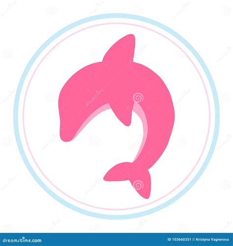 Delfín Rosado Con Los Círculos Alrededor Del Logotipo Del Vector