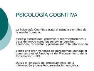 PPT PSICOLOGÍA COGNITIVA PowerPoint Presentation free download ID