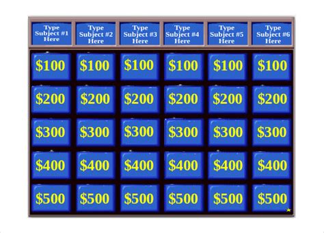 Jeopardy Printable Template