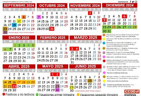 Calendario escolar Castilla y León 2024 2025 Calendario escolar de