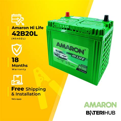 42B20L Amaron Hi Life Car Battery Bateri Kereta Kancil Kelisa